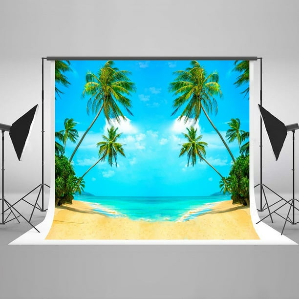 MOHome 7x5ft Beach Ocean Coconut Holiday Party Children Girl Beauty ...
