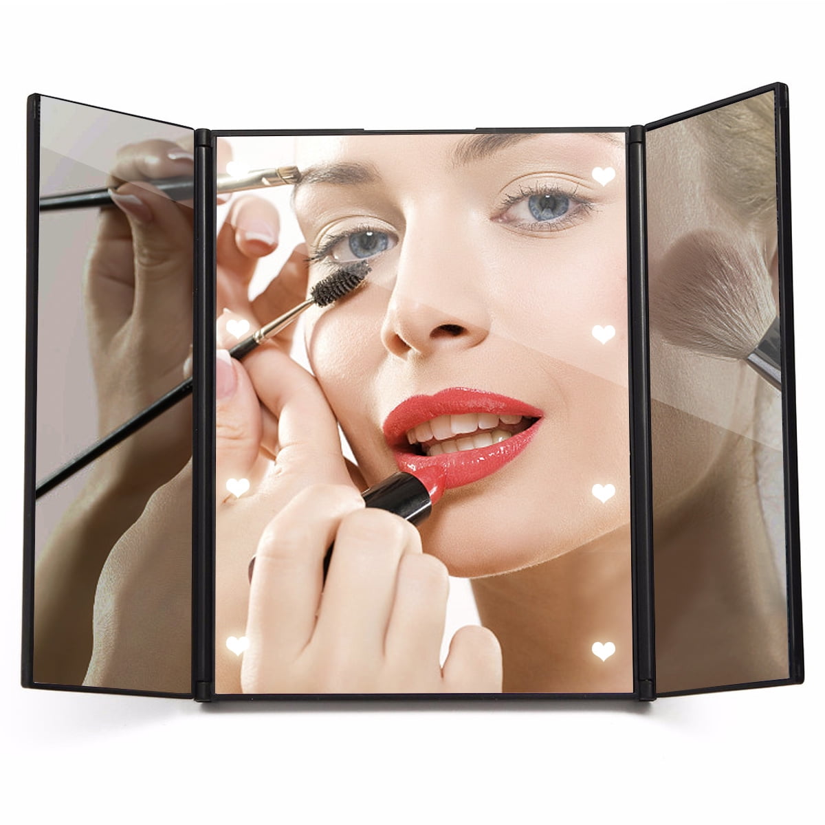 8 LED Lighted Cosmetic Pocket Mirror Vanity Mirror With Stand Beauty ...