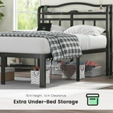 18 Inch Bed Frame Queen Size with Headboard & Charging Station, Heavy ...