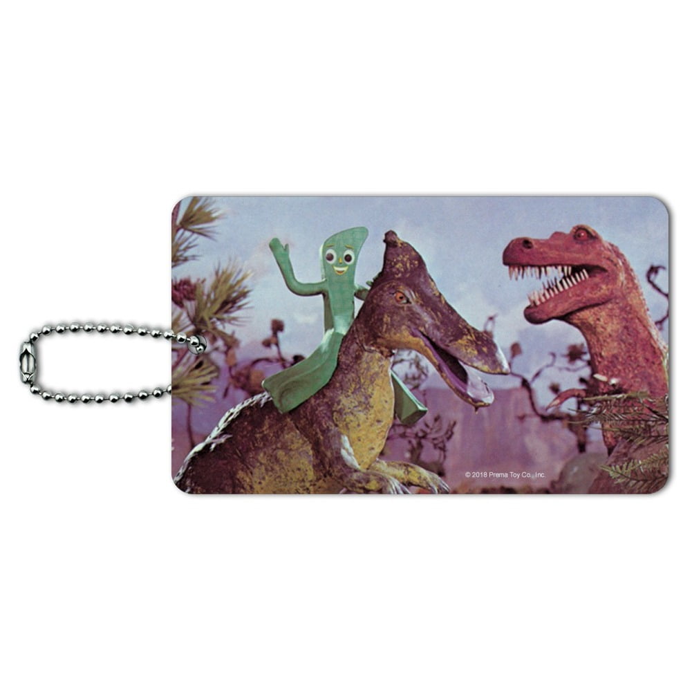 Jurassic Gumby Riding Dinosaur T-Rex Luggage Card Suitcase Carry-On ID ...