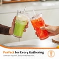2 Pack 20oz Ribbed Clear Glass Cup with Lid and Straw, Thick Portable ...