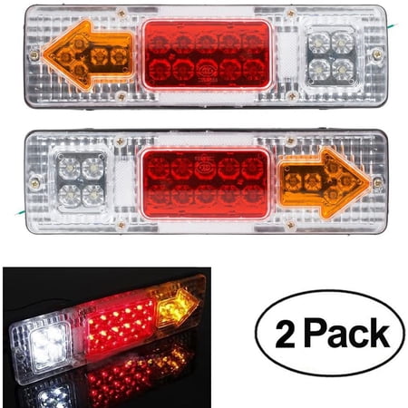 2 x Trailer Tail Lights 19 LED 12V Caravan Car Tail Lights Stop Reverse ...