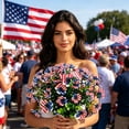 YMMB 1Pc Red White and Blue Flowers, Artificial Flowers for Outdoors ...