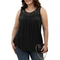 VOIANLIMO Women's Plus Size Sleeveless Lace Pleated Shirts Summer ...