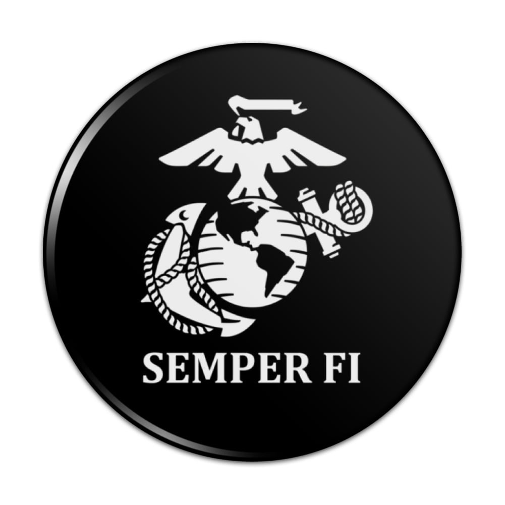 Marine Corps USMC Semper Fi Black White Logo Officially Licensed Pinback Button Pin - Walmart.com