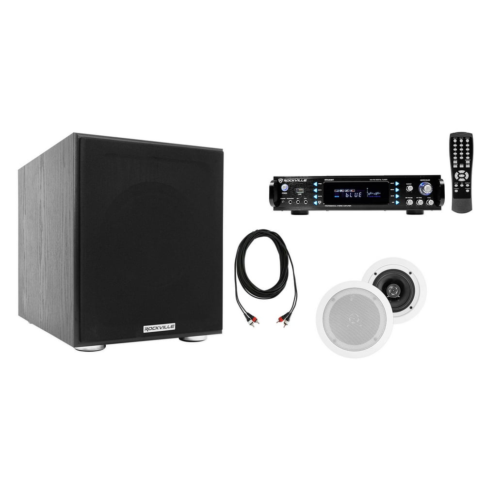 Rockville Home Theater Bluetooth Receiver+2) 5.25" White In-Ceiling ...