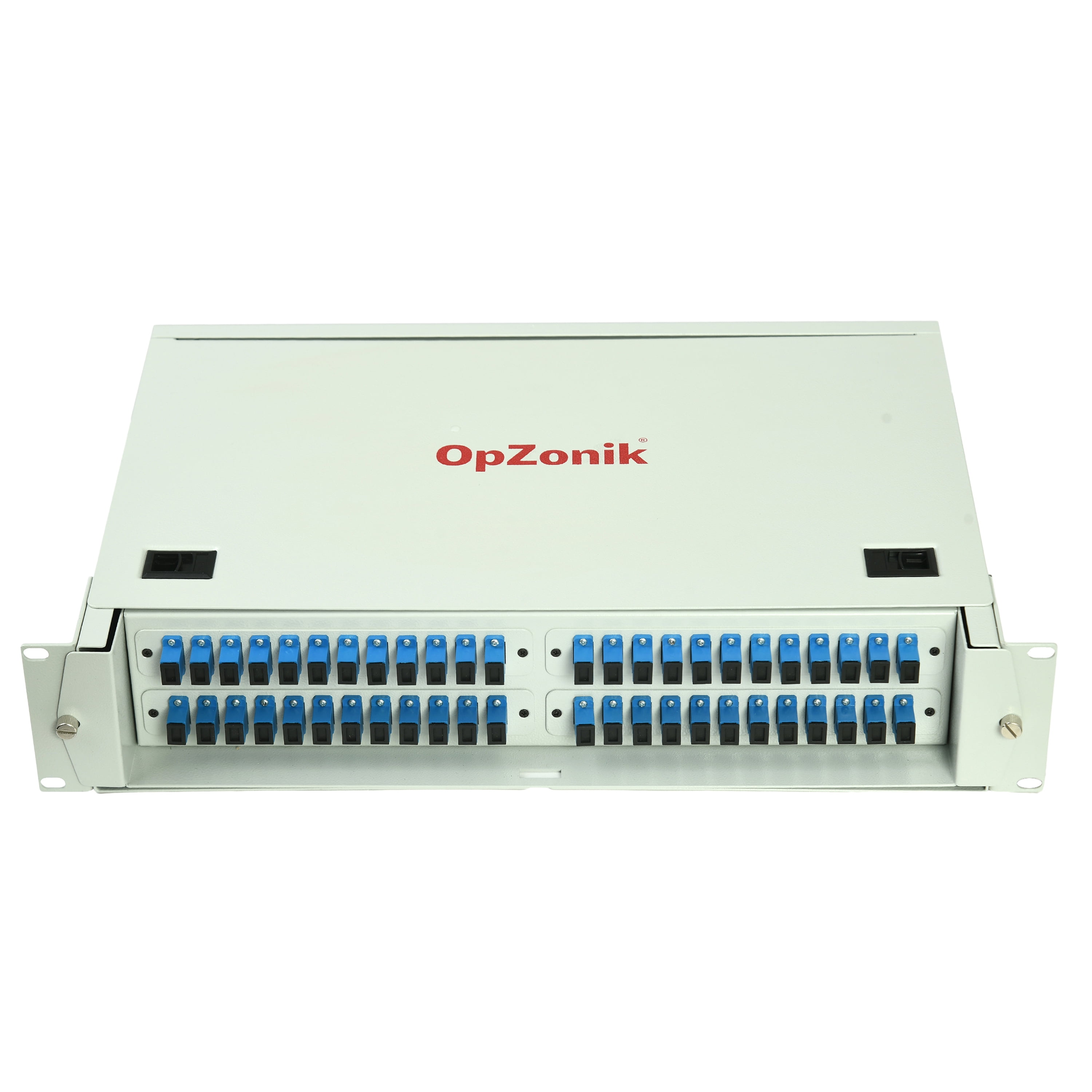 OpZonik 2U Fiber Optic Rack Mount Enclosure, 48 Port SC Singlemode ...