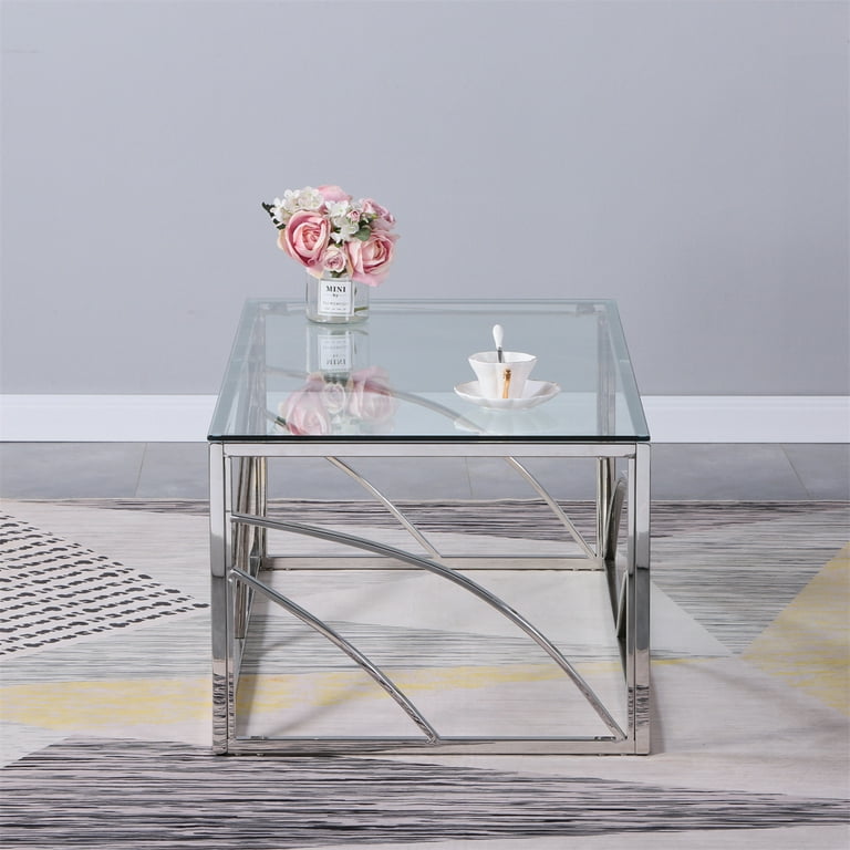 Sculpture Glass Top Accent Tables