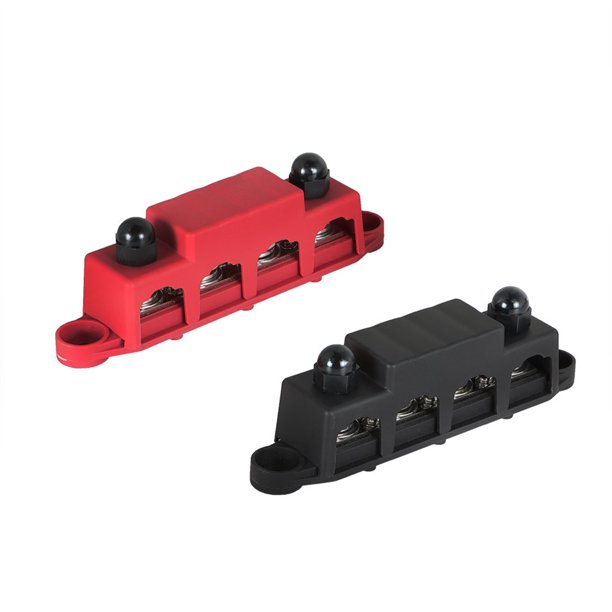 EPOTOOR 4 Post Busbar Red and Black Pair Bus Bar Power Distribution 12V ...