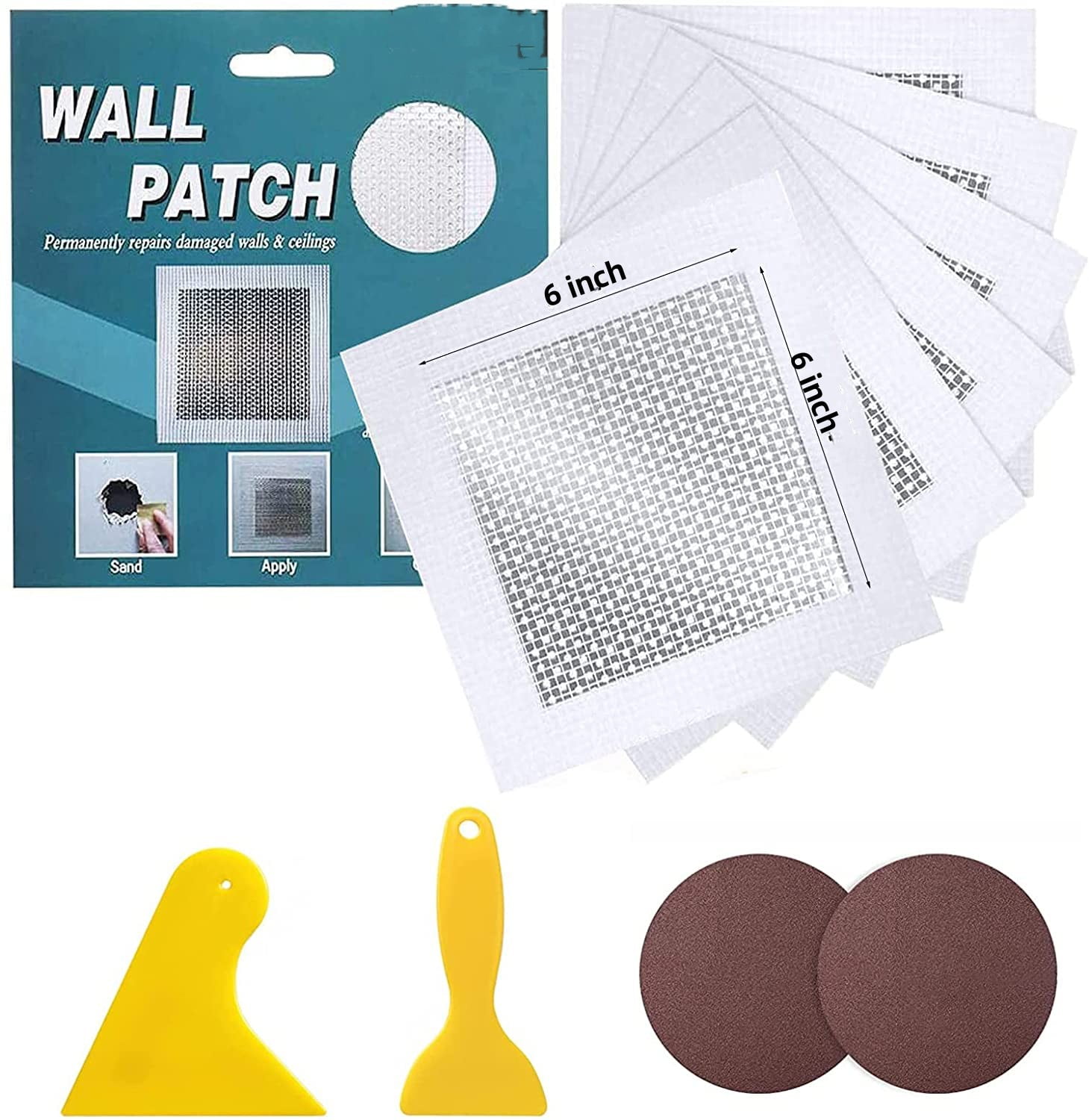 TRIANU Drywall Repair Patch, 10Pcs Self Adhesive Fiberglass Wall Repair ...
