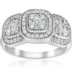 Pompeii 3/4ct 3-Stone Pave Cushion Halo Diamond Engagement Ring Vintage 10k White Gold - Walmart.com