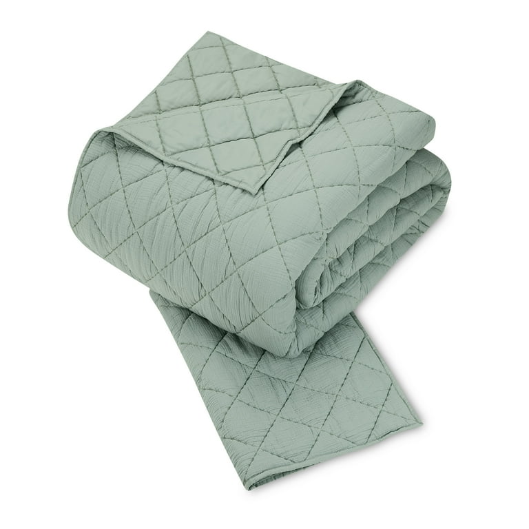 Better Homes Gardens Sage Diamond Gauze Quilt, Full/Queen
