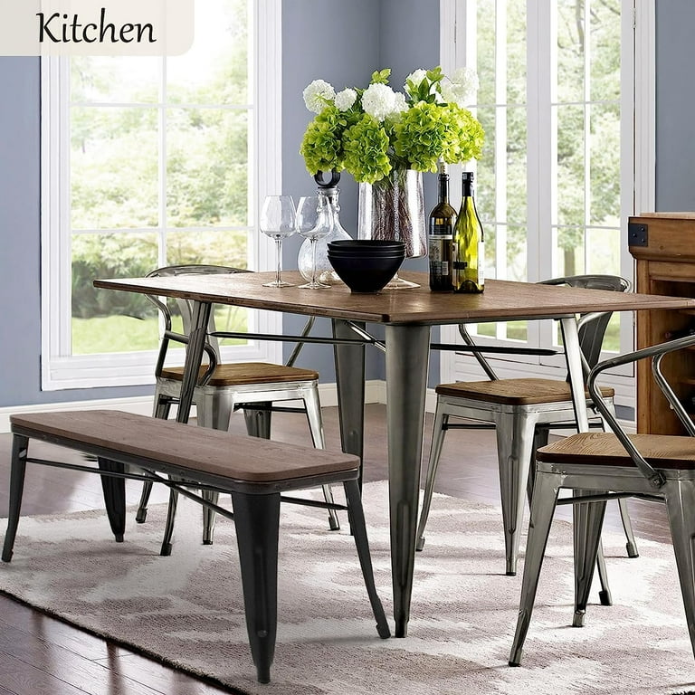 Wood and metal dining bench store