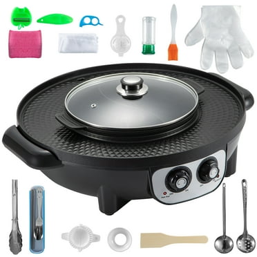 LYNICESHOP Electric Grill Hot Pot, Electric 2 in 1 Hot Pot BBQ Oven ...
