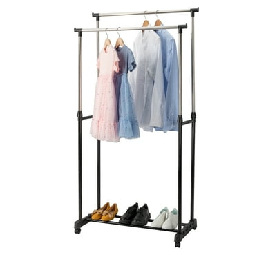 Ktaxon Adjustable Rolling Garment Rack Single Hanging Bar Clothes ...