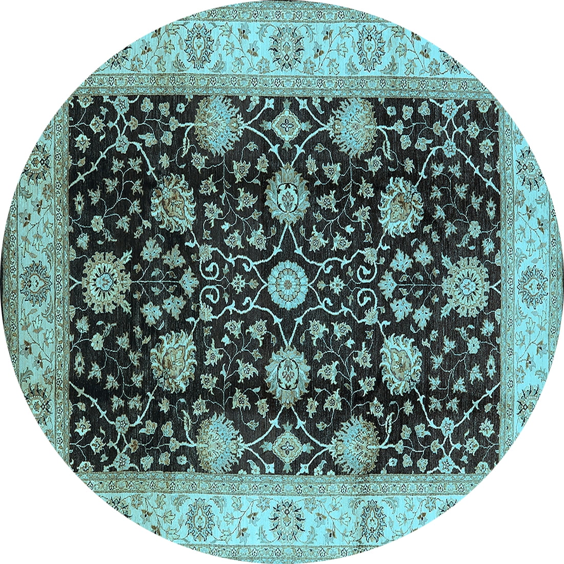 Ahgly Company Indoor Round Oriental Light Blue Industrial Area Rugs, 8 ...