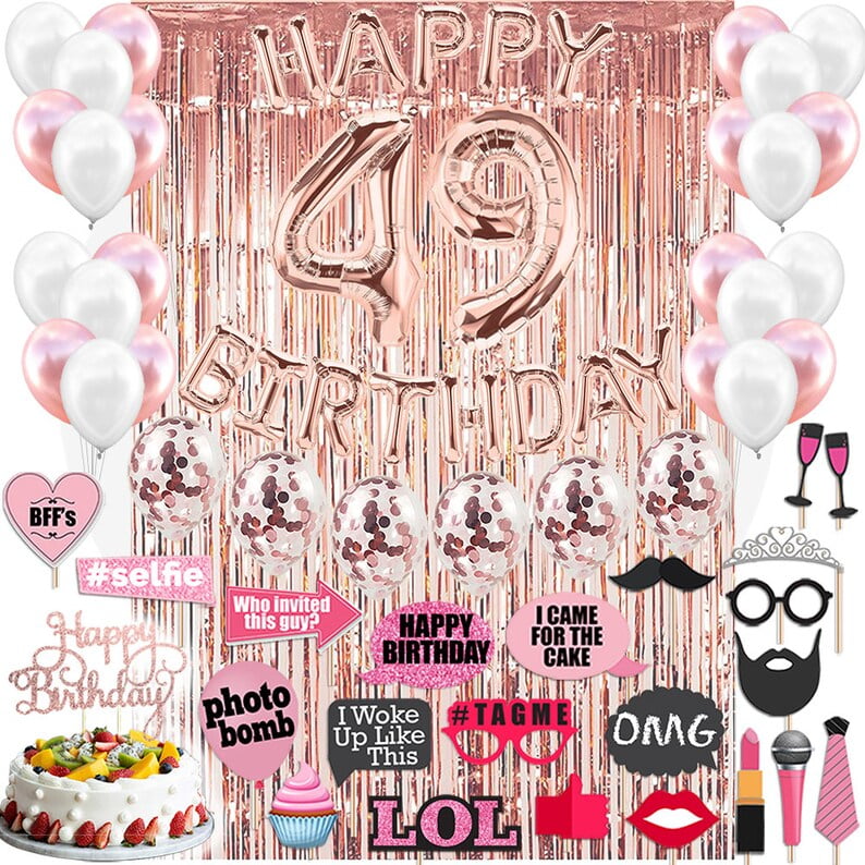 49th Birthday Decoration Rose Gold, 49 Party Supplies Decoration, 49th ...