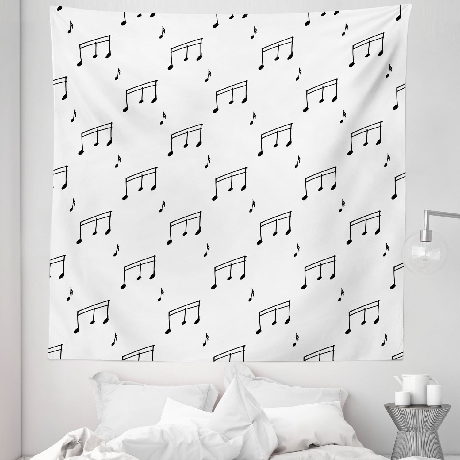 Black White Tapestry, Musical Notes Theme Melody Sonata Singing Song ...