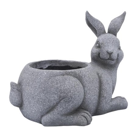 Sagebrook Home 16749-02 15 in. Resin Sitting Bunny Planter, Gray ...