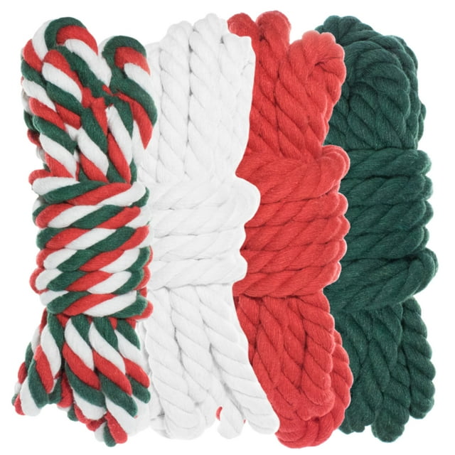 Twisted 3 Strand Natural Cotton Rope 40 and 100 Foot Kits in 1/4 Inch ...