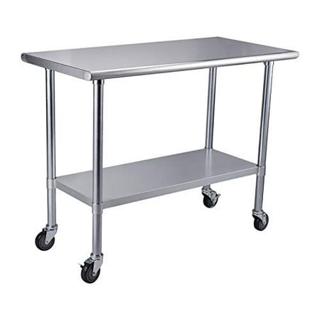 ROCKPOINT Stainless Steel Table for Prep & Work with Caster 48x24 ...