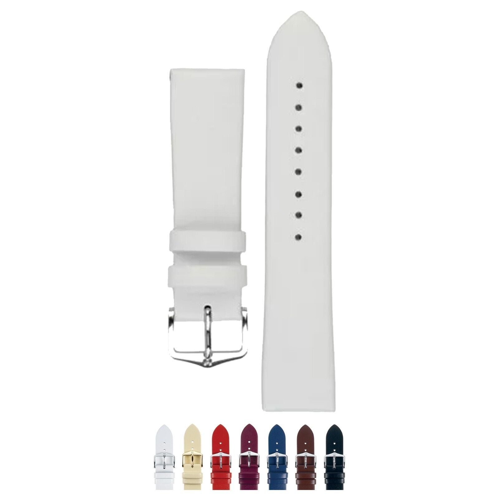 HIRSCH Wild Calf Smooth Calf Leather Watch Strap (White) - L - 18mm ...