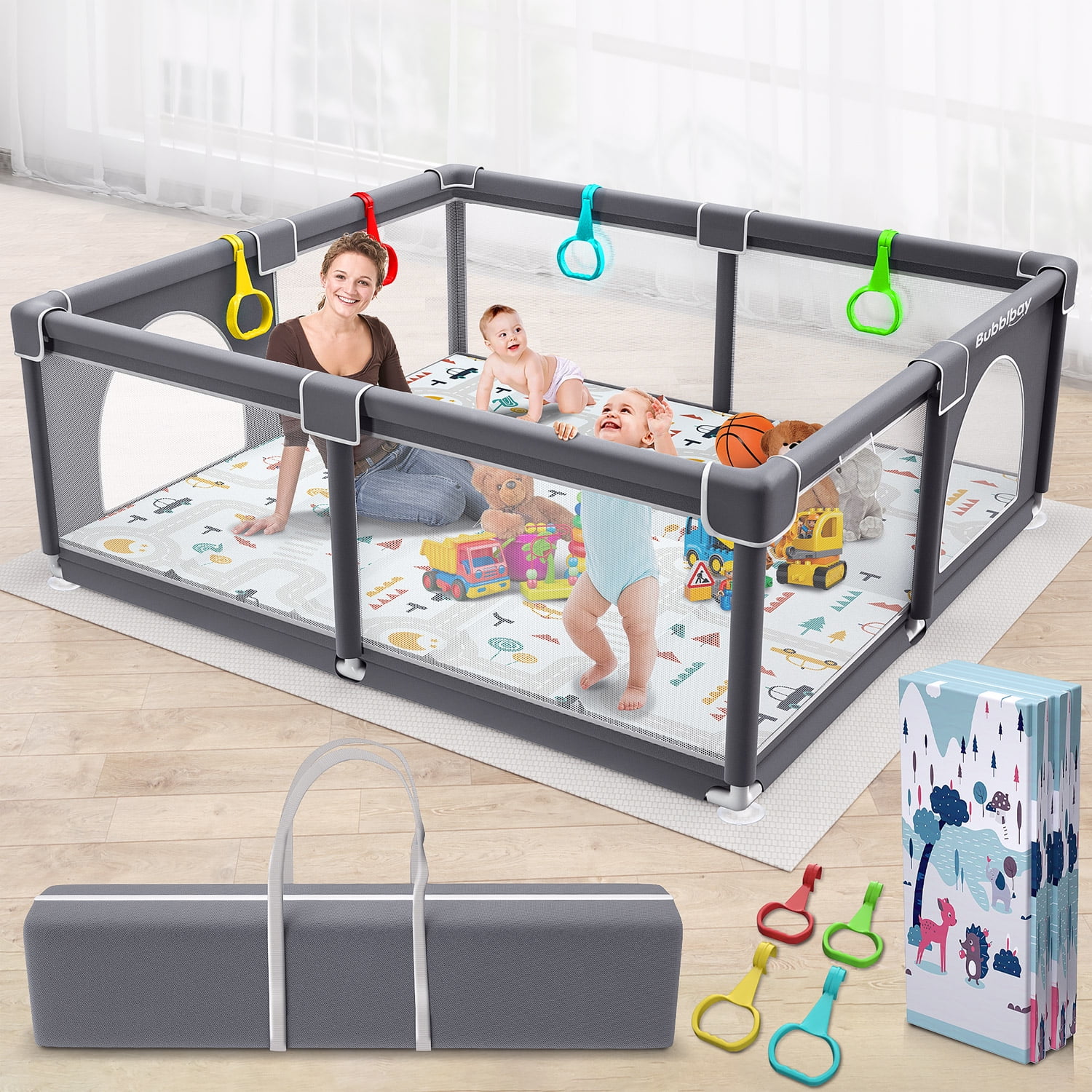 Bubblbay Baby Play Yard, 79x71 inch Extra Large Baby Play Pen with Play ... Bubblbay Baby Play Yard, 79x71 inch Extra Large Baby Play Pen with Play ...