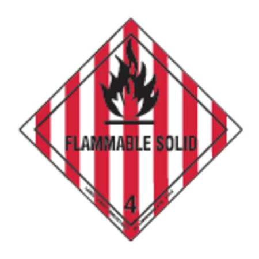Labelmaster HML5 Flammable Solid Worded Label, Paper, Hazmat, 4" x 4 ...