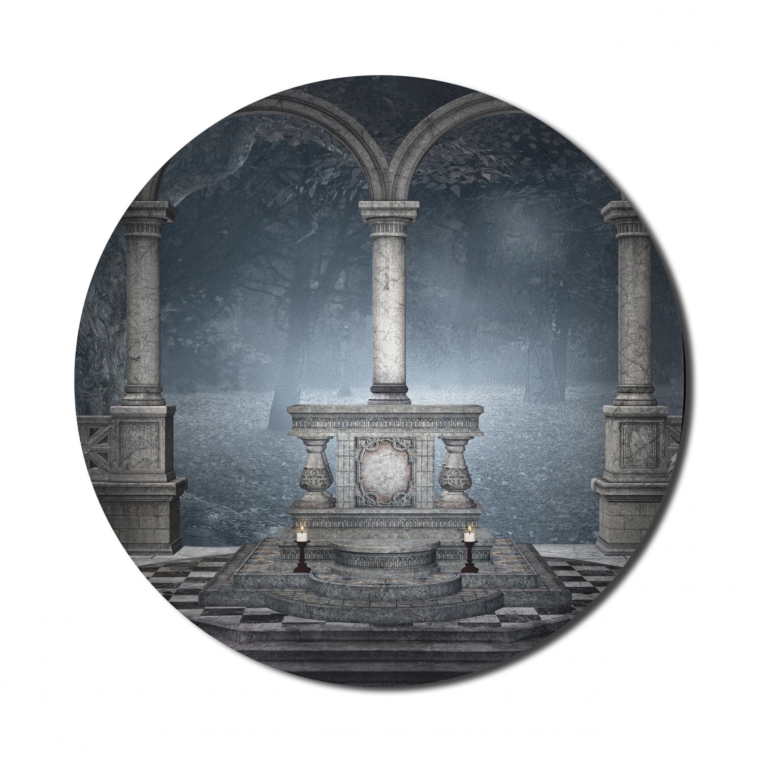 Gothic Mouse Pad for Computers, Altar on a Checkered Floor in Scary and ...