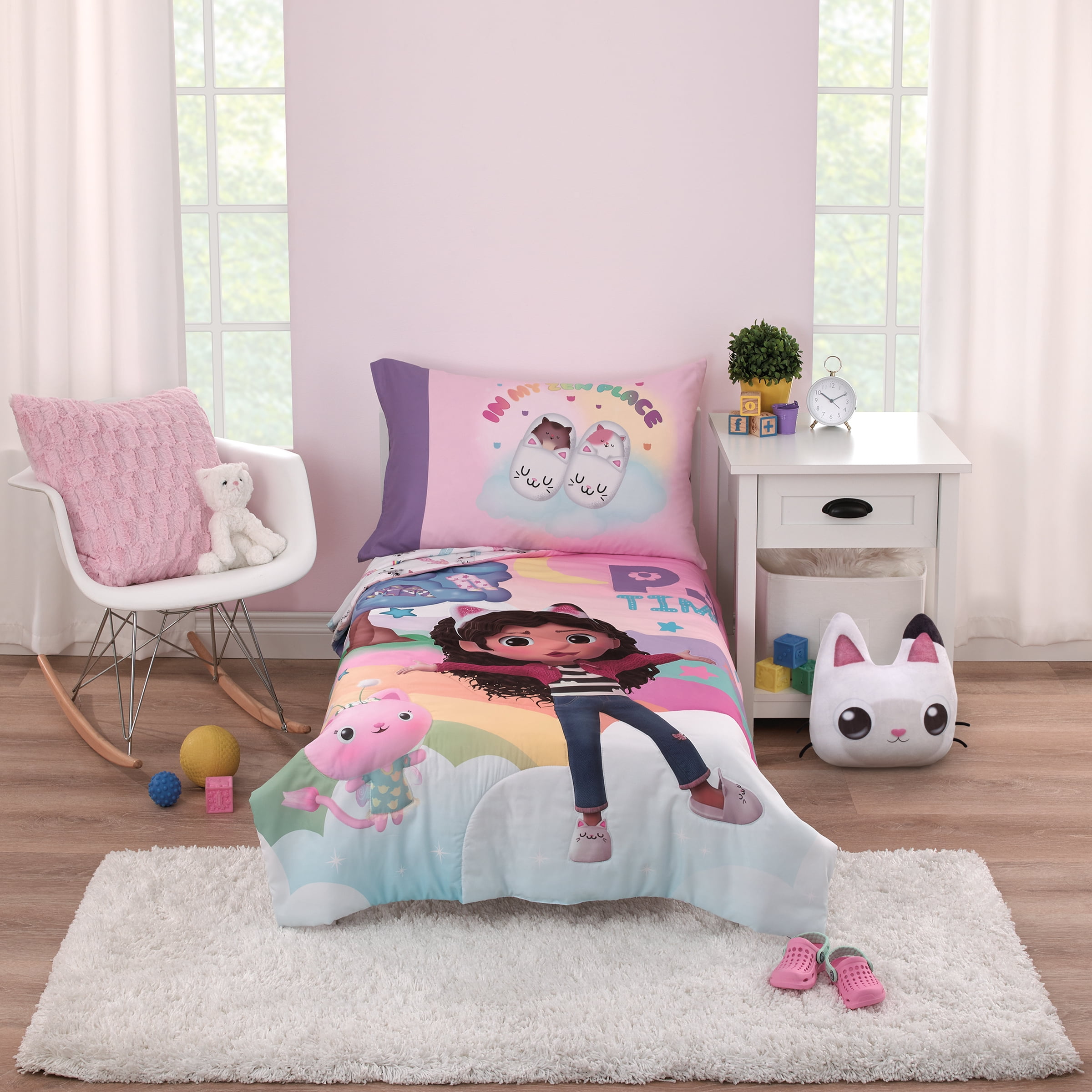 DreamWorks Gabby's Dollhouse Dream It Up 4 Piece Toddler Bed Set, Pink ...
