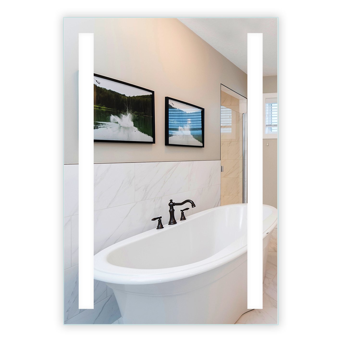 Front-Lighted LED Bathroom Vanity Mirror: 28" Wide x 40" Tall ...