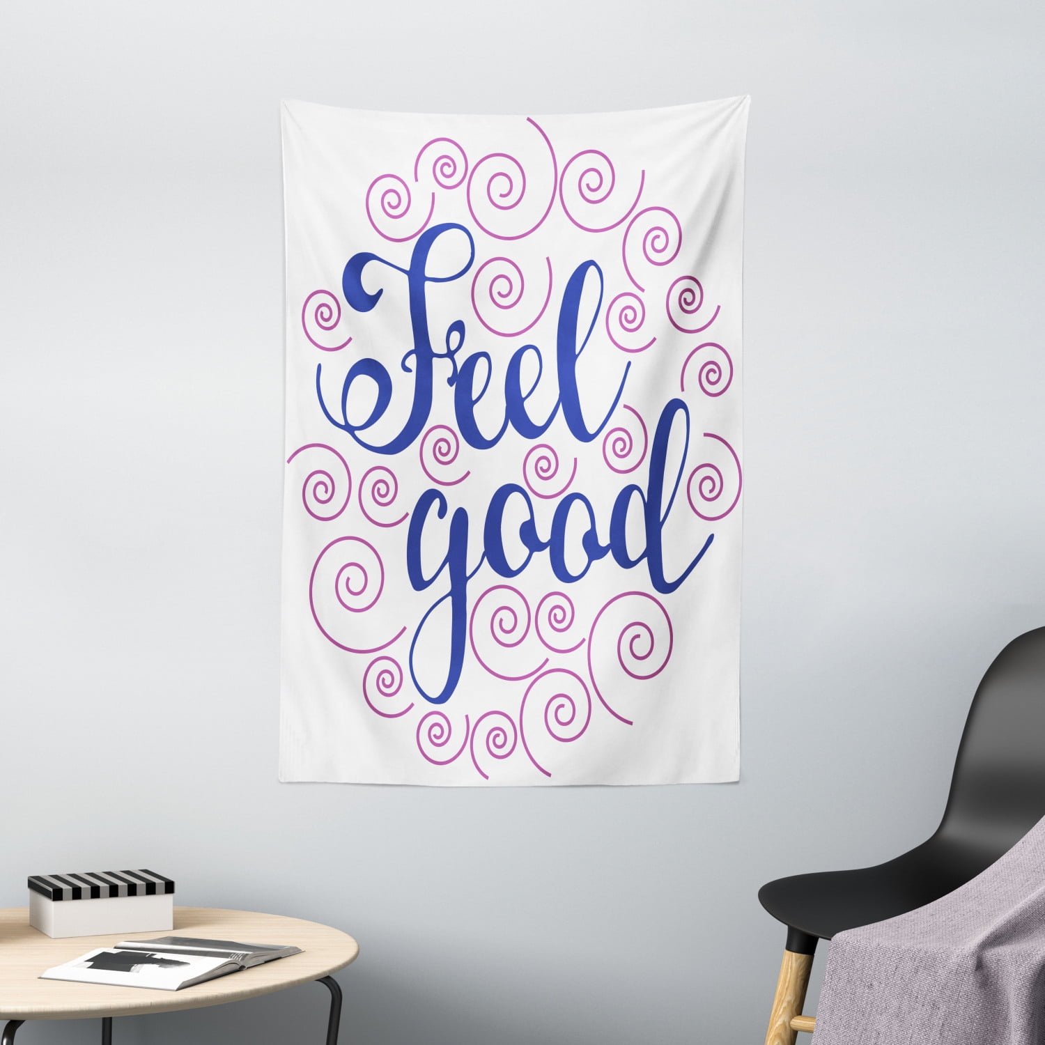 Saying Tapestry, Motivational Phrase in Blue Shade Surrounded by Pink ...