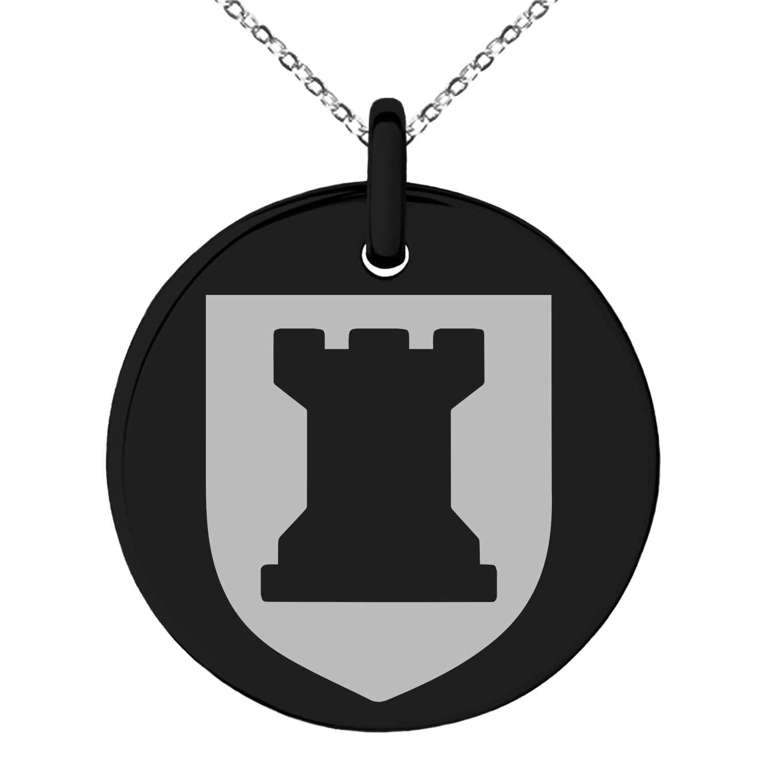 Stainless Steel Rook Strategy Coat of Arms Shield Engraved Small ...