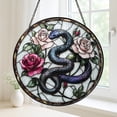 Botanical Snake Design Stained Glass Suncatcher, Window Decor Hanging ...