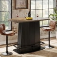 Finmind 42" Bar Table, Industrial Counter Height Pub Table with Fluted ...
