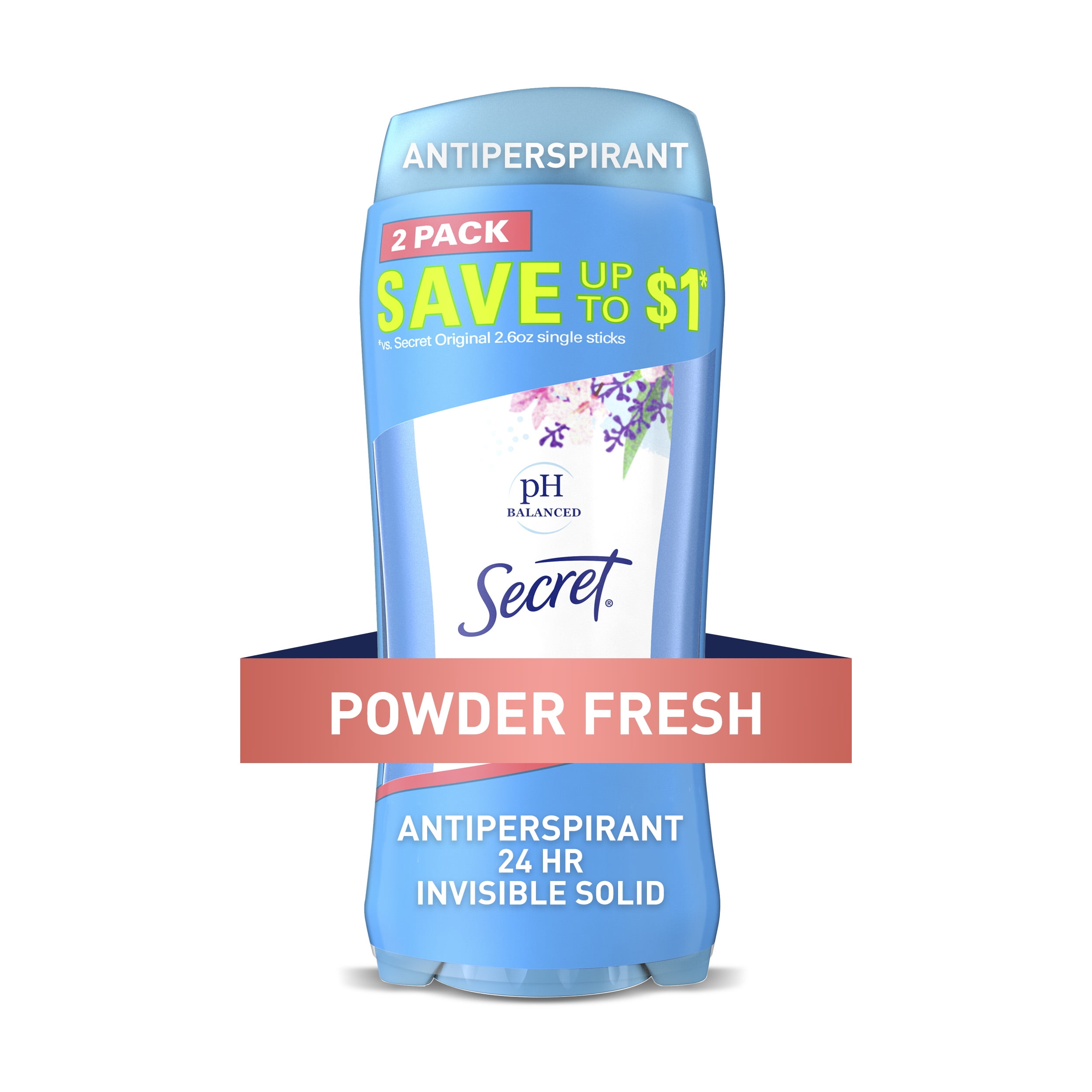 Secret Invisible Solid Antiperspirant Deodorant, Powder Fresh, 2.6 oz ...