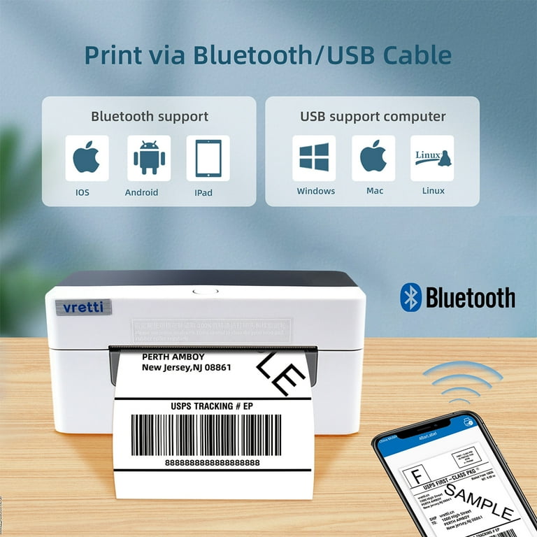 D463B Manual Vretti Thermal Shipping Label Printer, 4x6 USB Shipping ...