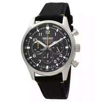 Seiko Chronograph Quartz Men's Watch, Champagne Dial, Black Leather ...