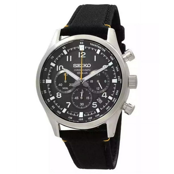 Seiko Discover More Sport Chronograph Nylon Strap Black Dial Quartz ...