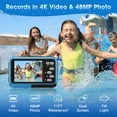4K Waterproof Action Camera, 48MP Underwater Digital Camera with Dual ...