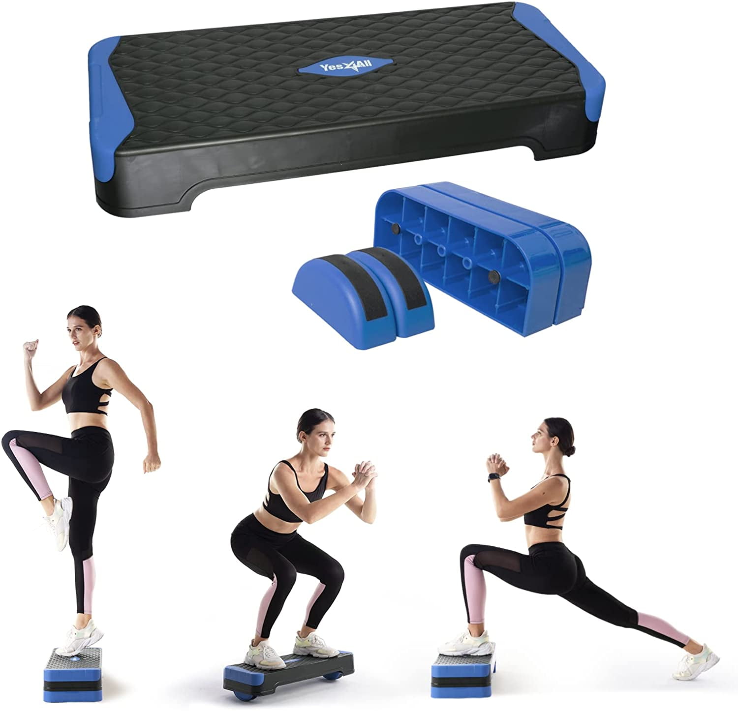 Yes4All Multifunctional Adjustable Aerobic Stepper, Extra Half Round ...