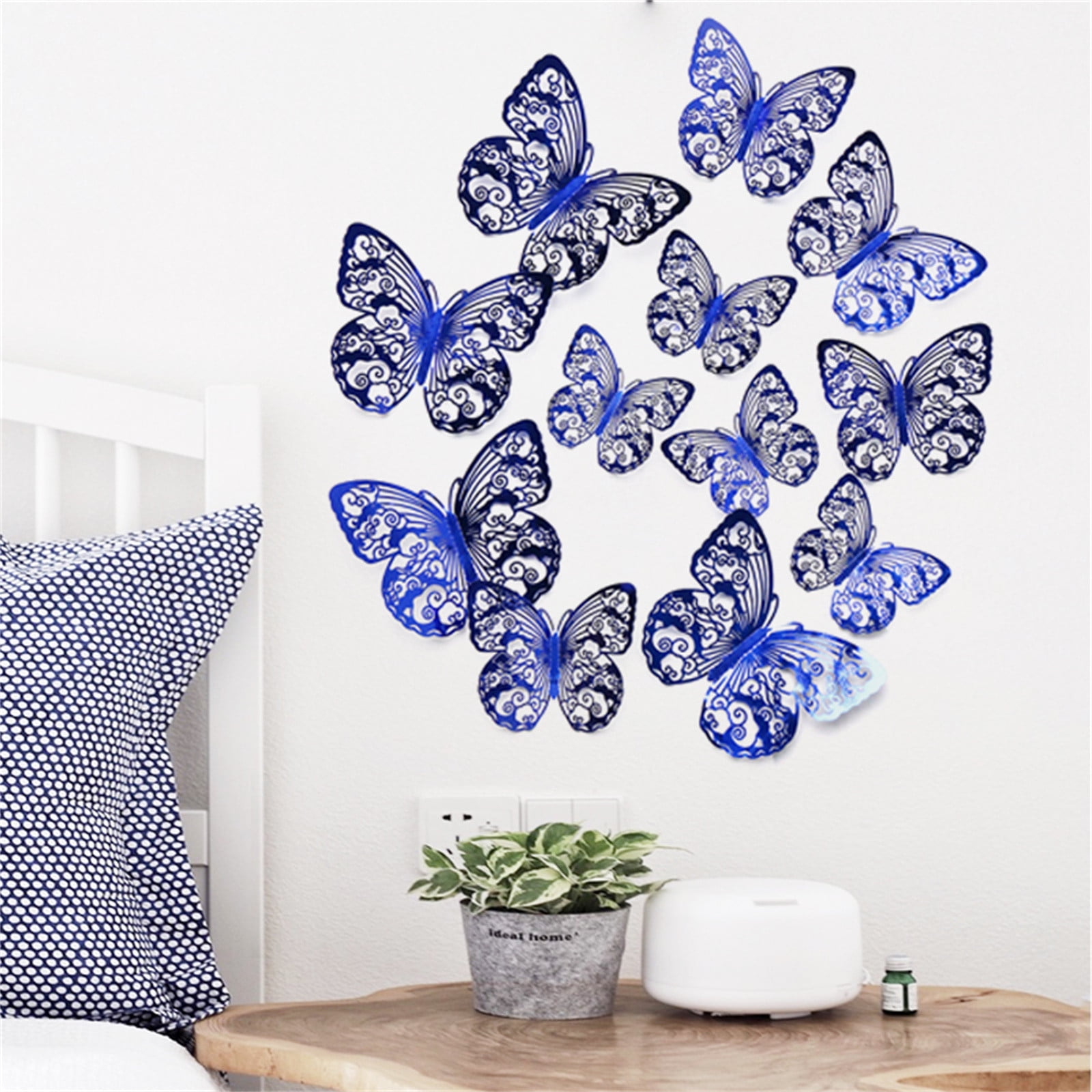 Munlar Wall Decals Peel and Stick,12PCS 3D Metal Texture Hollow ...