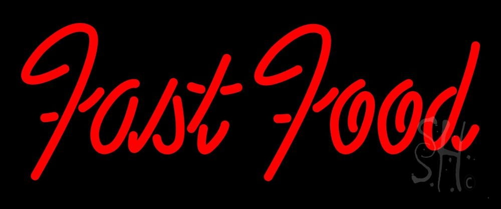 Red Fast Food LED Neon Sign 6 x 15 - inches, Clear Edge Cut Acrylic ...