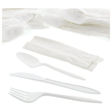 Stock Your Home 25 Pack Silverware - Individually Wrapped Disposable ...