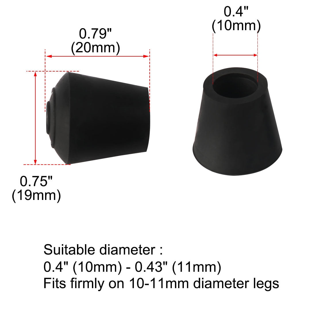 Rubber Leg Cap Tip Cup Feet Cover 10mm 3/8" Inner Dia 14pcs for ...