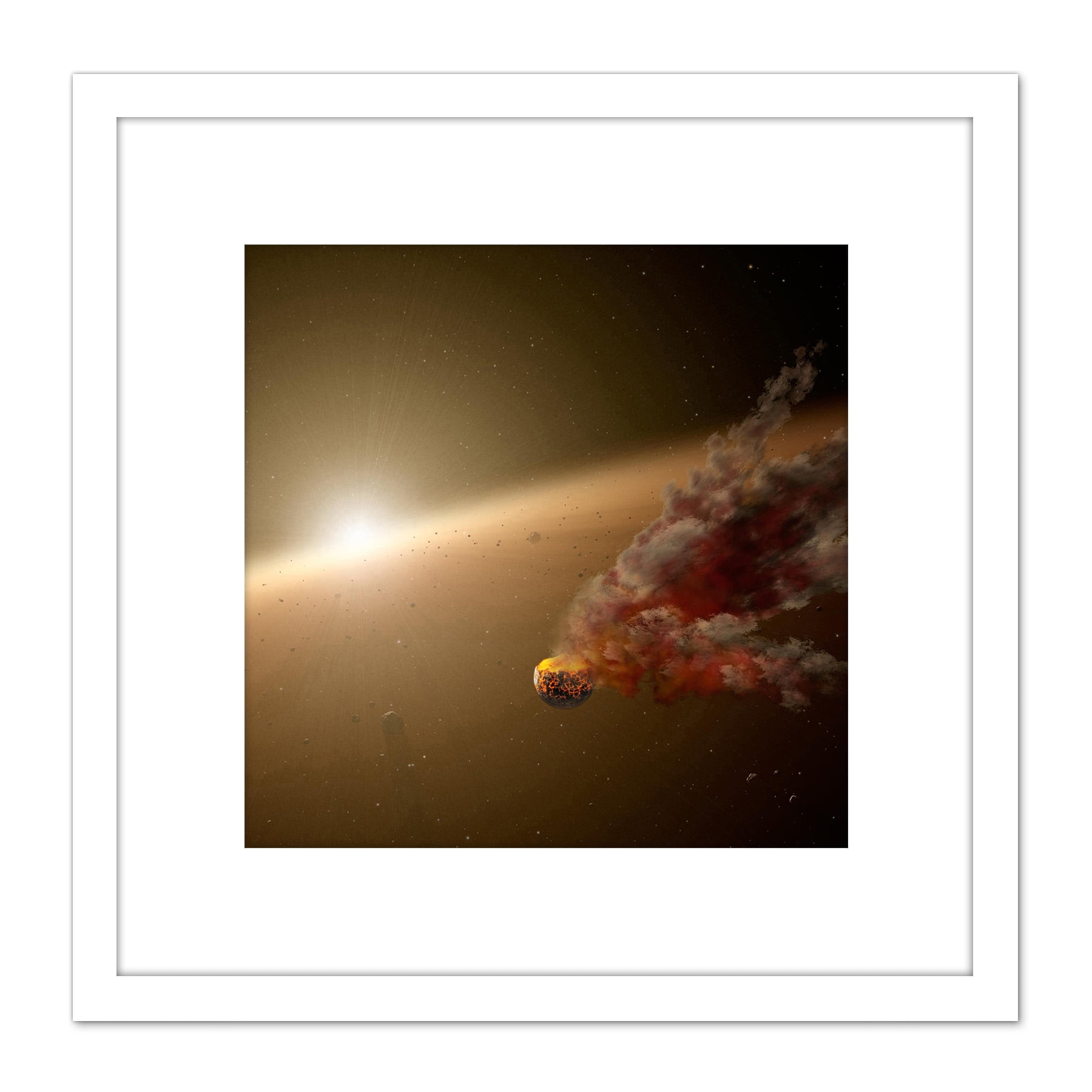 Space NASA Asteroid Collision Star Planet Illustration 8X8 Inch Square ...