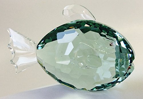 Oleg Cassini Crystal Seafoam Green Fat Fish Paperweight Figure ...