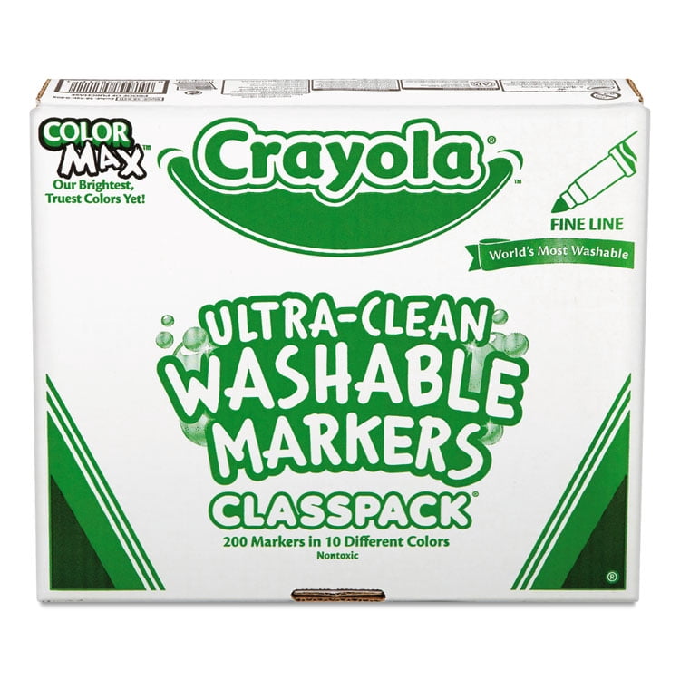 Crayola Ultra-Clean Washable Marker Classpack, Fine Line, Assorted ...