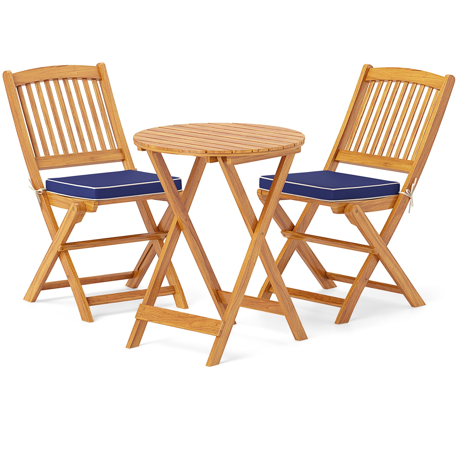 Click here for Gymax 3 Pieces Acacia Wood Patio Bistro Set Outdoo... prices