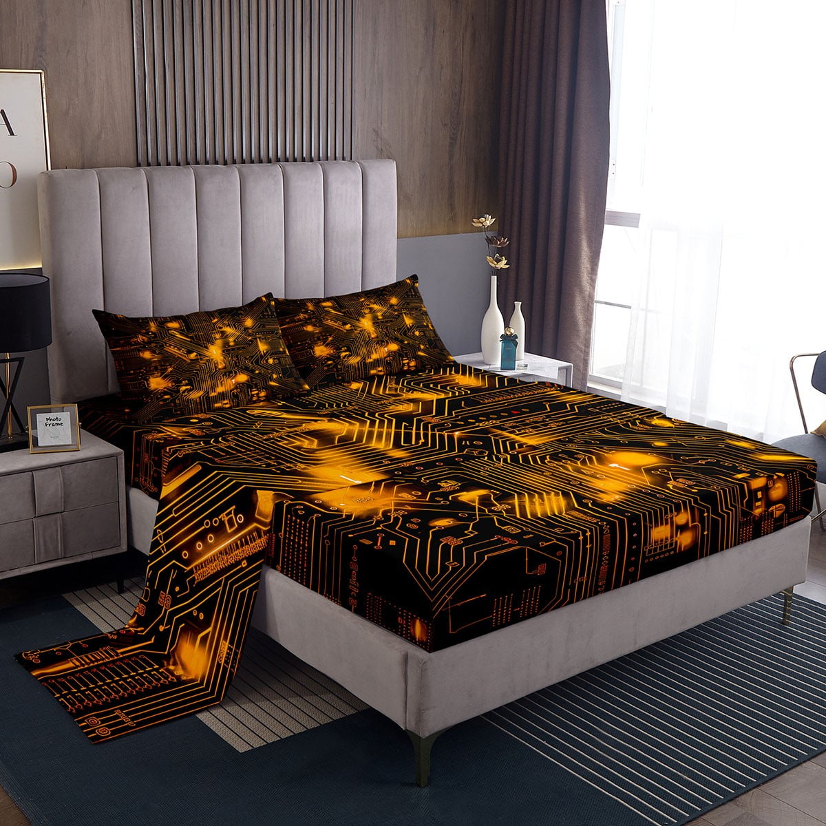 Click here for Erosebridal Gradient Geometric Sheet Set Twin  Ora... prices